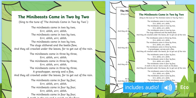 Black and White The Minibeasts Came in Two By Two Song