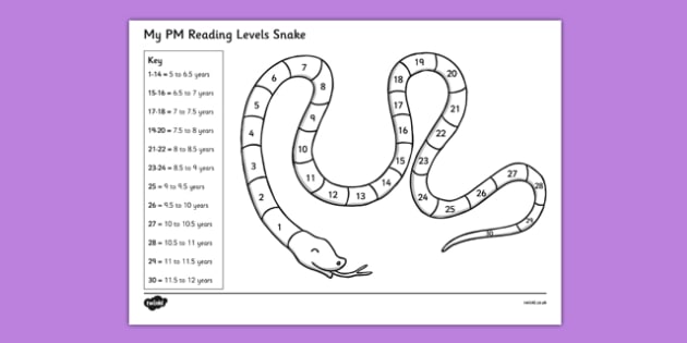 Australian Reading PM Levels Rainbow Snake Sheet