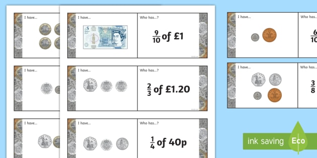 Fractions of Money Loop Cards (teacher made)
