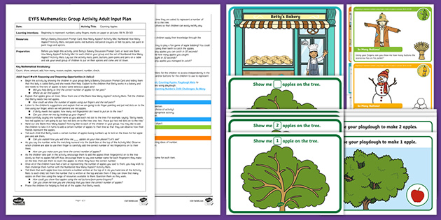 EYFS Maths: Representing Numbers Counting Apples Group Activity Adult Input