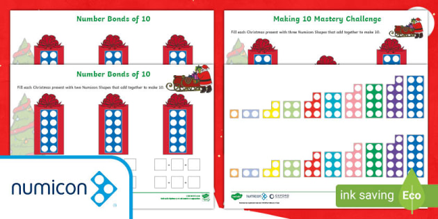 👉 Numicon Number Bonds of 10 Christmas Presents Activity