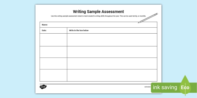 Writing Sample Assessment Sheet Junior/Senior Infants