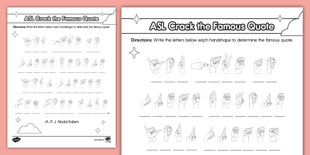 Printable Asl Worksheets Sign Language A Worksheet For Kindergarten