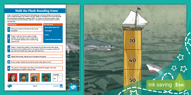 Walk the Plank Rounding Game (Ages 7 - 11) (teacher made)