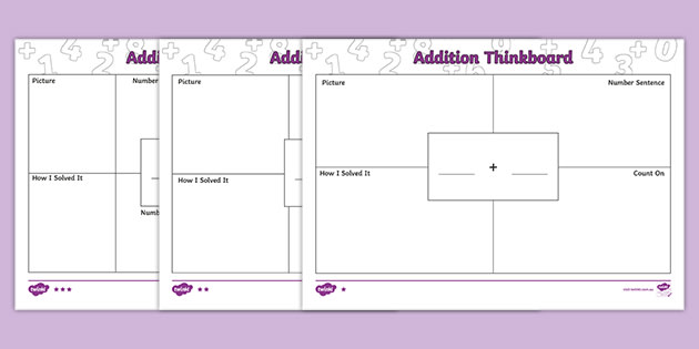 Addition Thinkboard Differentiated Activity (teacher made)
