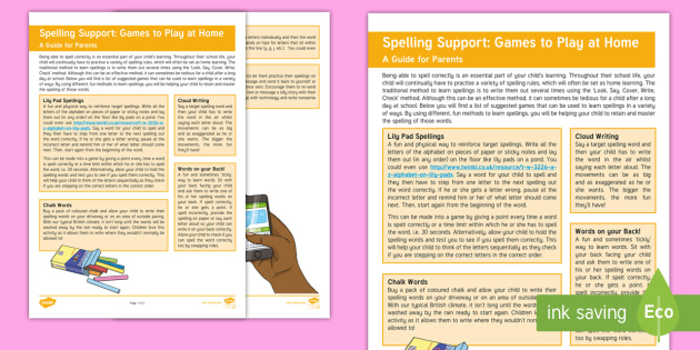 Spelling Support For Parents: Games to Play at Home Guide