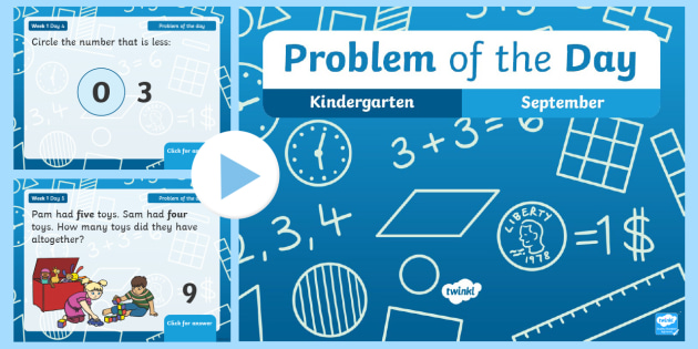 Kindergarten Math Problem of the Day - September PowerPoint