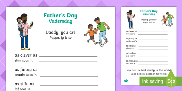 Father's Day Simile Poem Cards English/AfrikaansFather's Day Simile Poem