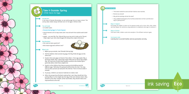 KS1 Take It Outside: Spring STEM - Nests for Eggs Activity