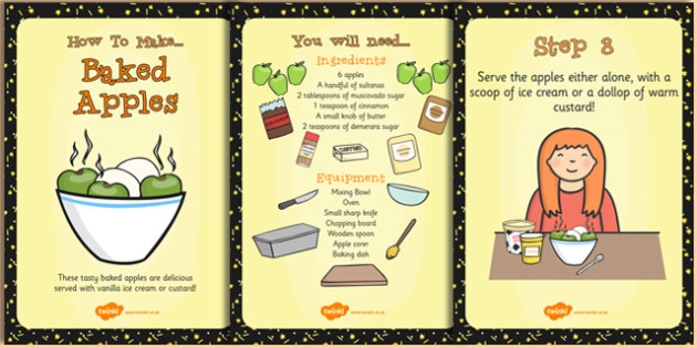 Baked Apple Recipe Cards (teacher made)