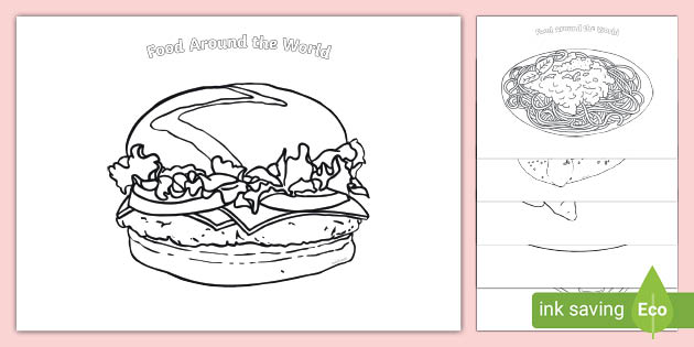 esl coloring pages food print