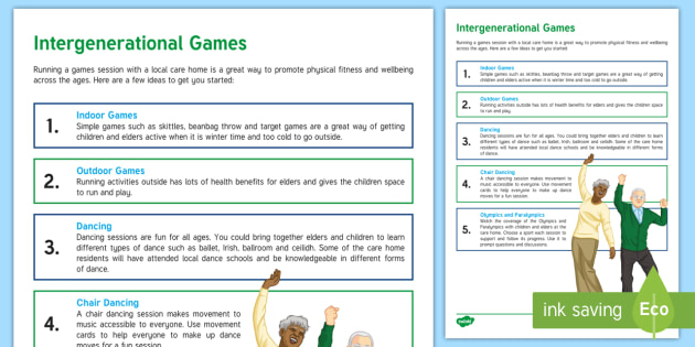 Intergenerational Games Teaching Ideas (teacher made)