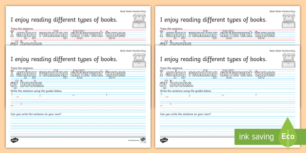 Book Week Year 2 Handwriting Practice Worksheets Australia
