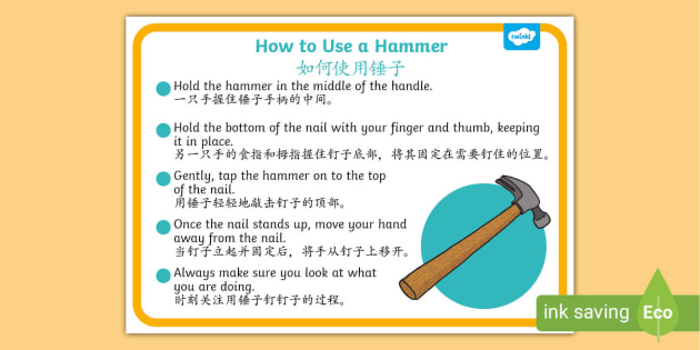 How to Use Hammer Display Poster English/Mandarin Chinese