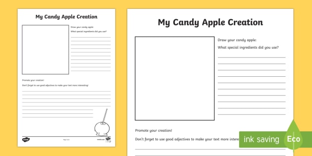 My Candy Apple Creation Worksheet / Worksheet