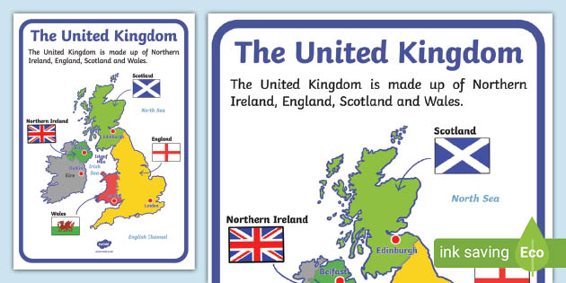 The United Kingdom Display Poster | UK Map Poster