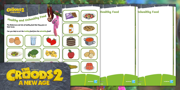 FREE! - The Croods 2: A New Age Healthy and Unhealthy Food: Ages 5-7