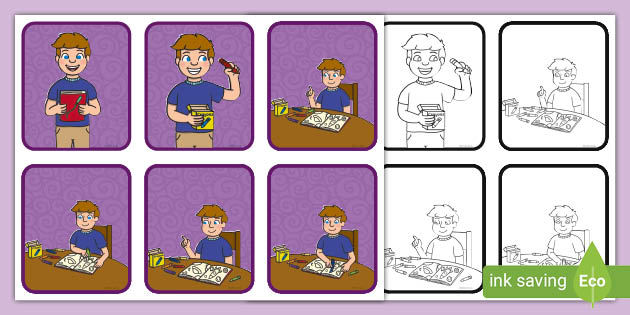 Coloring In A Coloring Book Multi Step Sequencing Cards The Best Porn