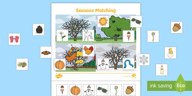 * NEW * Seasons Matching Activity Sheet - Seasons Matching Game
