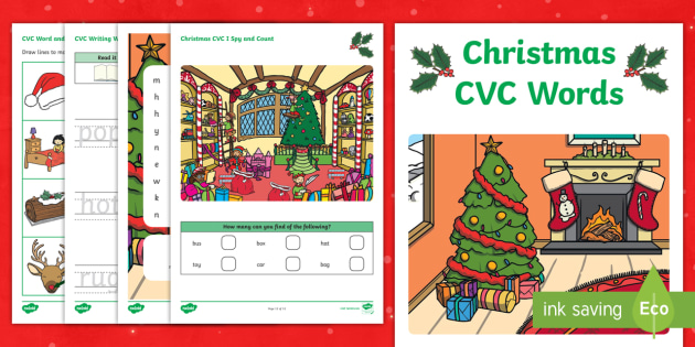 * NEW * Christmas CVC Word Activity Booklet - phase 2, phonics
