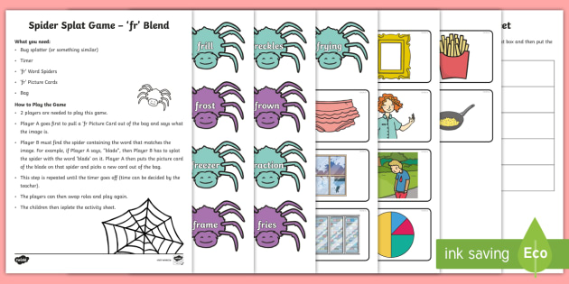 'fr' Phonics Words | Spider Splat Game | Twinkl Ireland