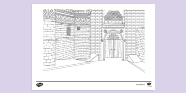 Gwalior Fort Background Colouring | Colouring Sheet