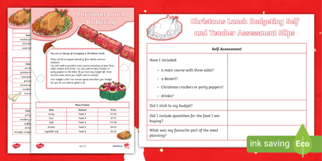 Christmas Money Activity - Lunch Budgeting for Children
