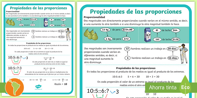 Hojas De Trabajo De Proporciones Y Razones