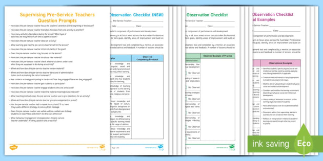 Checklists for Practice Teacher Classroom Observations Pack