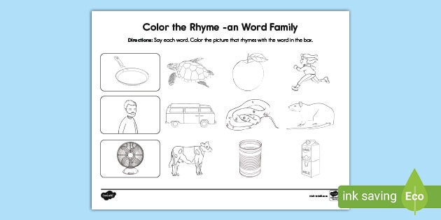 coloring pages rhyming words