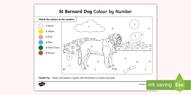 FREE! - St Bernard Dog Colour By Number (teacher made)