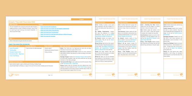 FREE! - Coach Trip Unit Overview (teacher made)