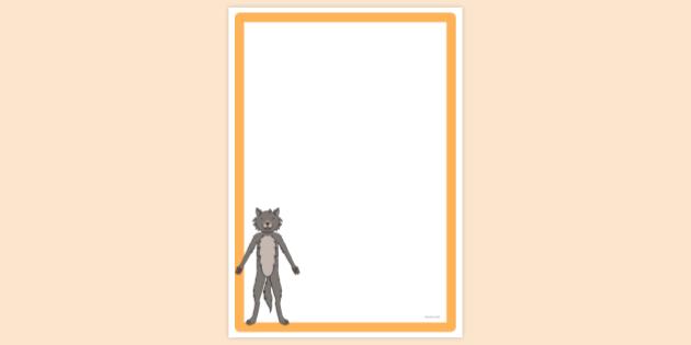 FREE! - Simple Blank Wolf Front View Page Border | Page Borders