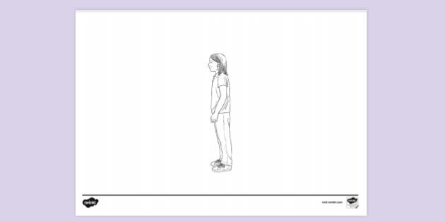 Girl Standing Side View | KS1 Colouring Sheets | Twinkl