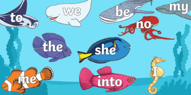 Phase 2 and 3 Tricky Words on Sea Creatures