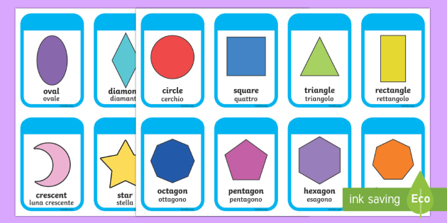 2D Shape Cards English/Italian (teacher made)