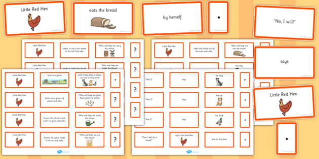 The Little Red Hen Sentence Building Cards