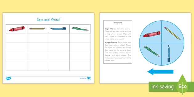 Spin and Write: Name Writing Practice Activity