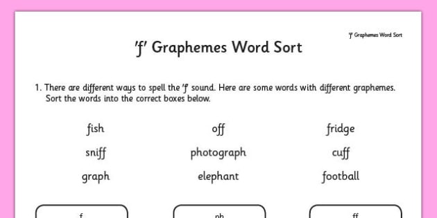 f Graphemes Word Sort (teacher made)