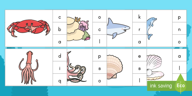 Ocean Final Sounds Matching Game - Ocean, Sea, Beach, Final Sounds, Clip