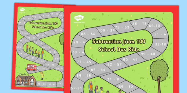 Subtraction From 100 Bus Board Game (teacher made)