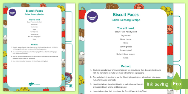 Biscuit Faces Edible Sensory Recipe (teacher made)