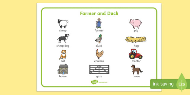 FREE! - Farmer and Duck Word Mat (teacher made)