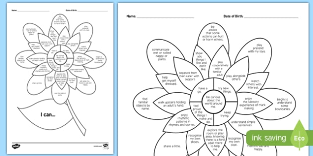 Moving to Toddler Room 'I Can' Assessment Flower