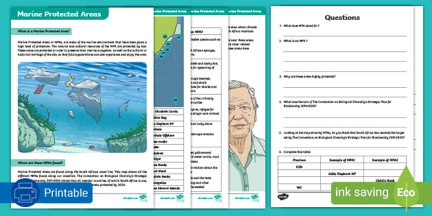 Marine Protected Areas | Notes and Questions | Comprehension