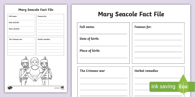 Mary Seacole Fact File Template (teacher made)