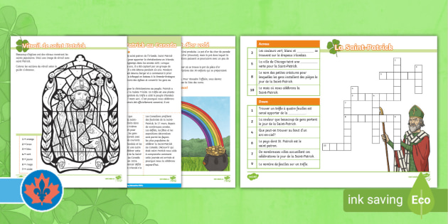 FREE St. Patrick's Day Intermediate Activity Pack French