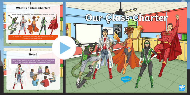 Our Class Charter Superhero Themed PowerPoint