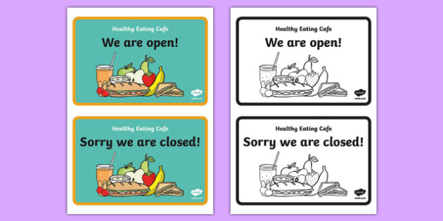 Healthy Eating Cafe Role Play Open And Closed Signs - healthy eating caf