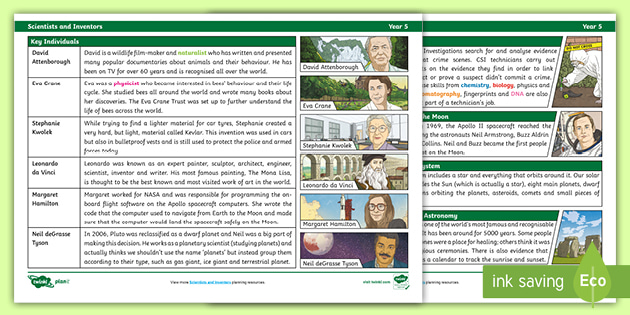 Science Knowledge Organiser: Scientists and Inventors Year 5